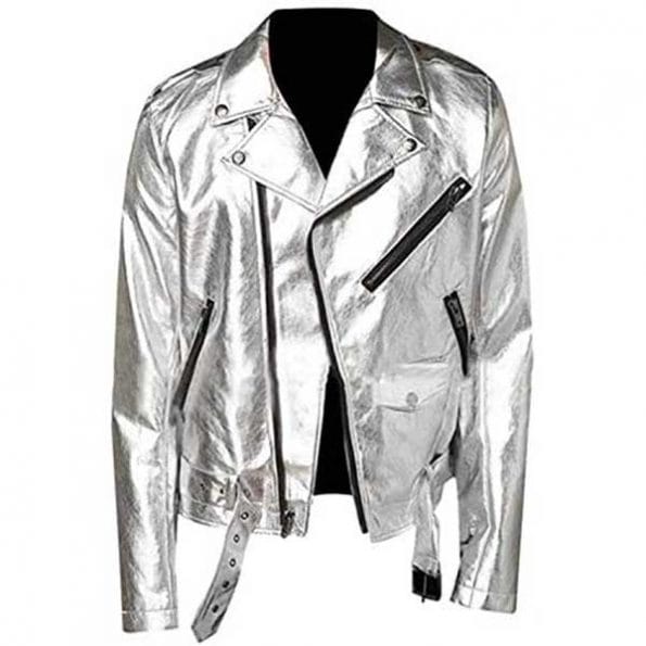 Men's Tripp NYC Silver Leather Jacket - Leather Outwears
